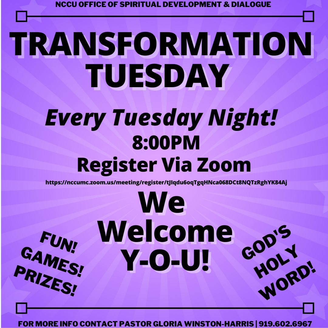 Transformation Tuesday 9.29 - NCCU Wesley